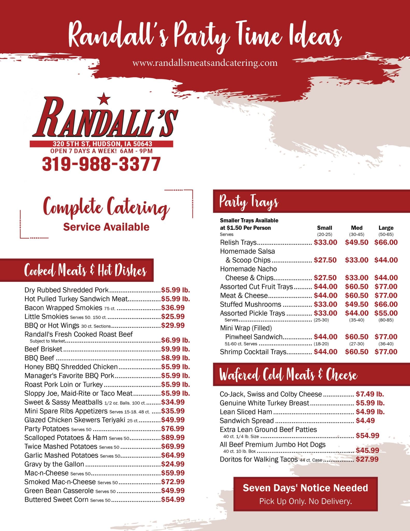 Menus - Randall's Stop 'N Shop